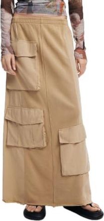 Desigual Femme Longue en Tricot pour Jupe, Marron, S EU