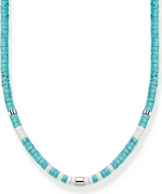 Thomas Sabo Thomas Sabo Damen Kette mit t&uuml;rkisen Steinen, Verl&auml;ngerungskettchen aus 925er Sterlingsilber, L&auml;nge 38cm, KE2160-058-7-L38V