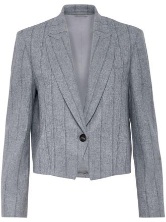 Brunello Cucinelli blazer court &agrave; rayures - Gris