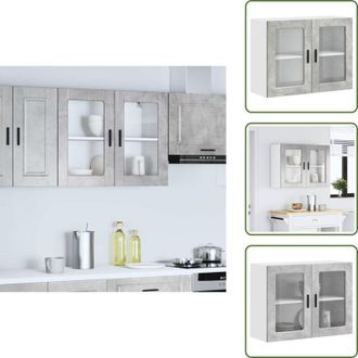 vidaXL K&uuml;chen-H&auml;ngeschrank mit Glast&uuml;r Porto Betongrau - K&uuml;chen-Wandschrank - K&uuml;chen-Wandschr&auml;nke - Wandschrank K&uuml;che - K&uuml;chenschrank