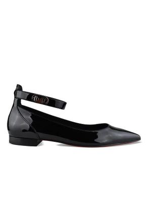 Christian Louboutin Pointed Toe Ballerinas With Ankle Strap - Gr. 35 (EU) - in Schwarz