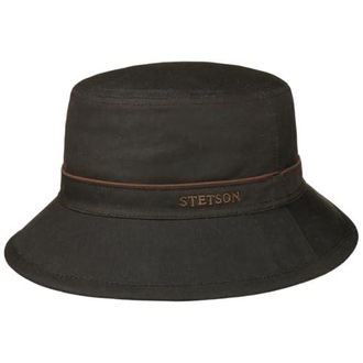Stetson Chapeau Avasun Waxed Cotton Bucket Homme - de Soleil en Coton DEte Automne-Hiver Hiver - L (58-59 cm) Marron Fonce