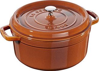Staub Cocotte en Fonte Émaillée avec Couvercle, Tous feux dont induction, 4 à 5 personnes, Ronde, 26 cm, 5 L, 6 kg, Cannelle