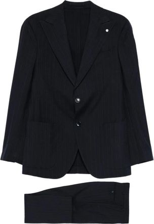 Luigi Bianchi Mantova Homme, Costumes, Bleu, Taille: M Costume &agrave; rayures diplomatiques &agrave; simple boutonnage