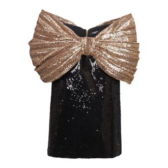 Balmain Paillettenkleid mit &uuml;bergro&szlig;er Schleife - - Dresses - Damen - Schwarzk - 2XS