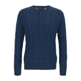 Ralph Lauren Pullover mit Zopfmuster und Rundhalsausschnitt - - Knitwear - Herren - Blau - XL