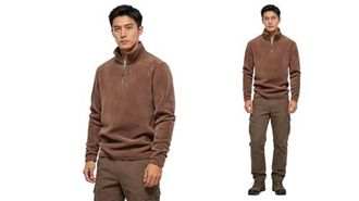 Generic Pull &agrave; manches longues pour homme - Automne et hiver - Col montant - D&eacute;contract&eacute; - Tendance - Col en V, marron, XXL
