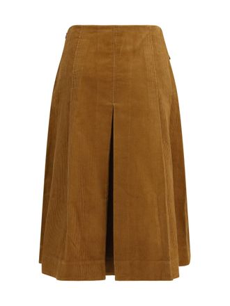 Tory Burch Corduroy Pleated Skirt - Orange
