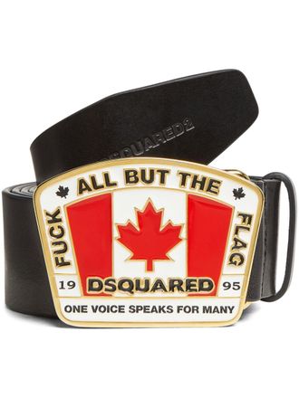 Dsquared2 ceinture en cuir à boucle logo - Noir