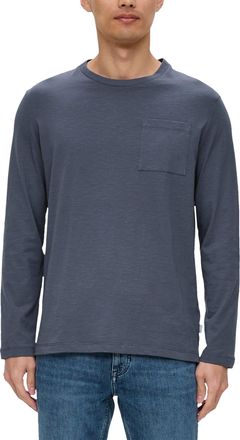 s.Oliver Herren 2138668 Langarmshirt mit Flammgarnstruktur, 5777 blau, M