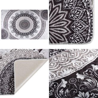 vidaXL Teppich Waschbar 160x230 cm Mehrfarbig Rutschfest - Samt Teppich - Wohnzimmer Teppich - Flur Teppich - Schlafzimmer Teppich - Multifarben Teppich