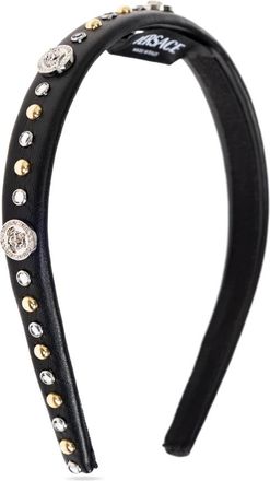 Versace Femme, Accessoires, Noir, Taille: ONE Size Embellished Leather Headband
