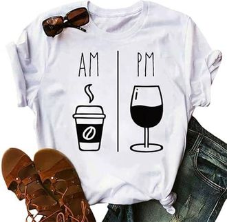 Keephen Verre &agrave; Vin T-Shirt pour Femmes Nouveaut&eacute; Verre &agrave; Vin Impression 3D T-Shirts &Eacute;t&eacute; Col Rond Manches Courtes Chemises &Eacute;t&eacute; Tee Casual Tops