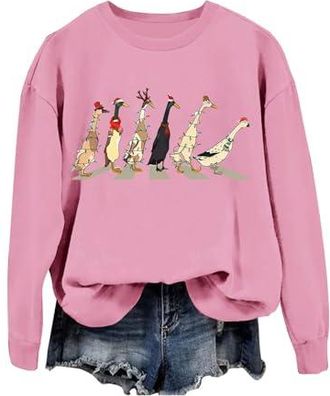 Generic Sweat-shirt de No&euml;l pour femme Motif animal de No&euml;l Amoureux de la ferme, rose, XXL