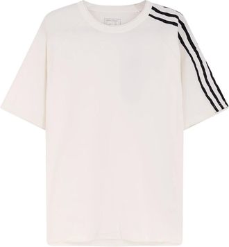 Yohji Yamamoto Homme, Tops, Beige, Taille: XL Raw Edge 3 Stripes Short Sleeve Tee