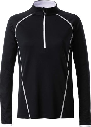 James & Nicholson Damen Ladies Sportsshirt Longsleeve T-Shirt, Schwarz (Black/White), Medium