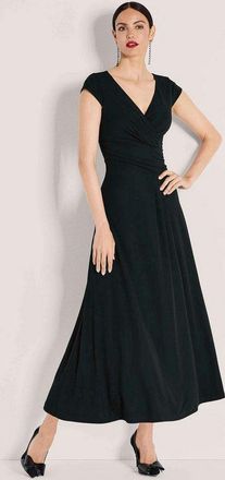 Madeleine Maxikleid Maxikleid in Wickeloptik Viskosekleid mit V-Ausschnitt, Kn&ouml;chell&auml;nge und Kurzarm