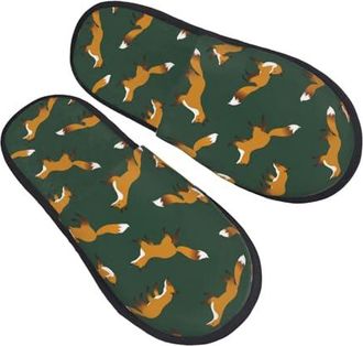 Generic Pantoufles DH&ocirc;tel Imprim&eacute; Renard Vert Fonc&eacute; Cozy Pantoufles De Maison L&eacute;gers Chaussons Pour Invit&eacute; Femmes Camping L