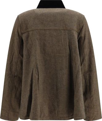 Ganni Neppy Denim with Velvet Collar Overshirt - Brown