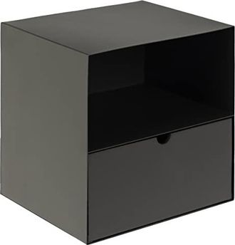 AC Design Furniture Jeppe Nachttisch, H: 30 x B: 30 x T: 25 cm, Schwarz, Metall/MDF, 1 Stk