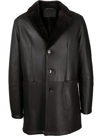 DESA 1972 manteau en cuir &agrave; simple boutonnage - Noir