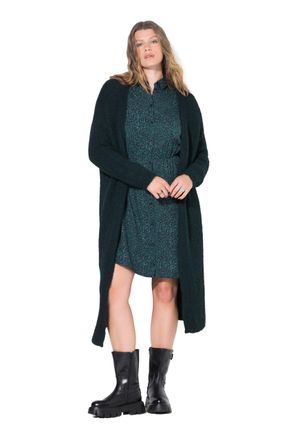 STUDIO UNTOLD Damen große Größen Übergrößen Plus Size Long-Strickjacke, Oversized, offene Form, Langarm mitternachtsgrün 50+ 824109137-50+