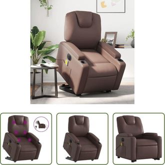 vidaXL Aufstehhilfe - Massagesessel mit Aufstehhilfe Elektrisch Braun Kunstleder