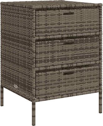 Generic Gartenschrank, Aufbewahrungsschrank, Ger&auml;teschrank mit viel Stauraum, Spindschrank, Balkonschrank,Terrassenschrank, Rattanschrank, Grau, Poly Rattan(5