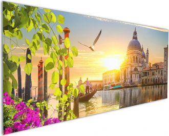 Wallario K&uuml;chenr&uuml;ckwand aus Glas 125 x 50 cm, Motiv: Italienischer Sommerabend | Spritzschutz abwischbar & pflegeleicht