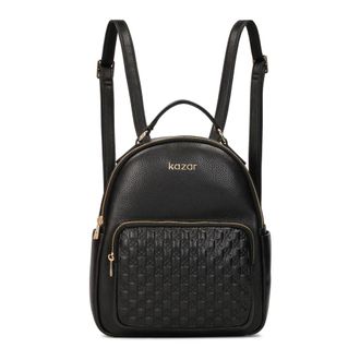 Kazar Urban Style Leder Rucksack mit gepr&auml;gtem Muster - - Bags - Damen - Schwarzk - ONE SIZE