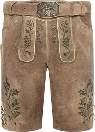Spieth & Wensky Traditionelle Trachtenlederhose mit Stickerei und Metallschnalle in
