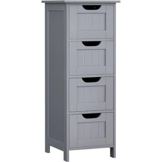 Vasagle Vasagle - Meuble de Salle de Bain de Rangement avec 4 Tiroirs, 30 x 30 x 82 cm, Armoire sur Pied, Style Moderne, Gris Mystique