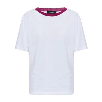 Dsquared2 T-shirt en coton avec logo brod&eacute; - Femme - Tops - Blanc - Taille: 34 FR
