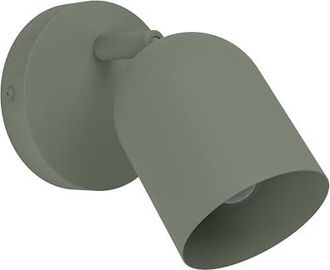 Eglo Wandlampe innen Tilston, Wandleuchte mit schwenkbarem Strahler, Wandstrahler aus Stahl in Dunkelgr&uuml;n, Leselampe mit E14 Fassung
