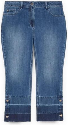 Fiorella Rubino Femme, Jeans, Bleu, Taille: 52 FR Jean &Eacute;vas&eacute; Court &agrave; Ourlet Effiloch&eacute;