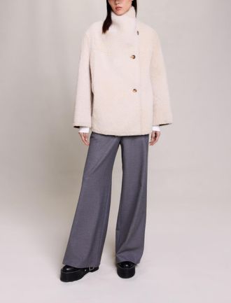 Maje Manteau Court R&eacute;versible - Marron - Taille 40 - Maje