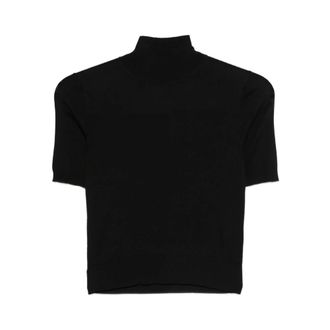 Goes Botanical Gestreifter Gerippter Kurzarm Pullover - - Tops - Damen - Schwarzk - XL