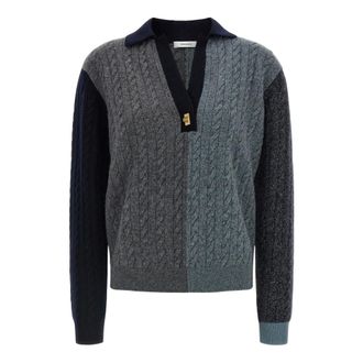 Ferragamo Pull Col V Torsad&eacute; Color Block - Femme - Pulls - Multicolore - Taille: 38 FR