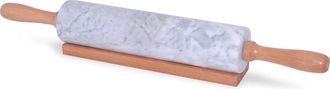 K&uuml;chenprofi K&uuml;chenprofi Teigrolle aus Marmor mit Holzablage in der Farbe Grau-Braun, Ma&szlig;e: 5,9cm x 5,9cm x 47,3cm, 10 0248 10 47