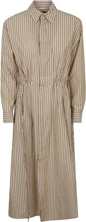 Polo Ralph Lauren Femme, Robes, Beige, Taille: 30 FR Striped Cotton-Linen Drawcord Shirtdress