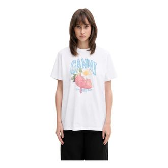 Ganni Bedrucktes T-Shirt - - Tops - Damen - Wei&szlig; - M