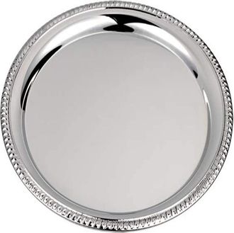 Silberkanne Tablett mit Kordelrand 23 cm Silber Versilbert - Premium Silver Plated Dekotablett - Edler Servierteller, Rund & Gl&auml;nzend