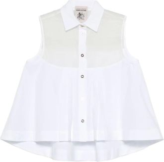 Semicouture Femme, Blouses et Chemises, Blanc, Taille: 36 FR Blouse pliss&eacute;e boutonn&eacute;e