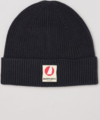 Murphy & Nye Beanie-M&uuml;tze aus Baumwolle mit Umschlag und Logo-Patch