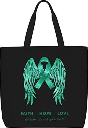 Generic Sac Fourre-Tout Sensibilisation Au Cancer De LOvaire Sac &Agrave; Provisions Avec Poign&eacute;es Lavables Sacs &Agrave; Main, Pour &Eacute;cole, Filles, Femmes, Shopping