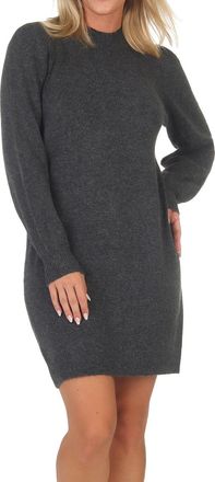 Jacqueline de Yong JDY Damen kurzes Strickkleid JDYRue High Neck Langarmkleid mit Stehkragen 15238237 Dark Grey Melange XS