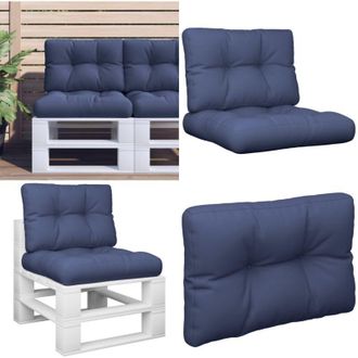vidaXL Ensemble de coussins en palette bleu marine 60x40x12 cm tissu - Coussin Exterieur - Coussin Patio - Coussin Jardin - Coussin Chaise Longue - Coussin