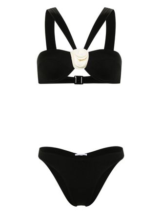 La Reveche Sahar Bikini mit Blumenapplikation - Schwarz