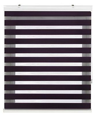 Blindecor Vela | Rollo nacht und tag premium mit galerie | Violett, doppelrollo 120 x 180 cm (BxH) | Stoffgröße 117 x 175 cm | Elegantes Tag und Nacht rollo