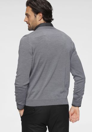 Olymp Rundhalspullover OLYMP OLYMP Strick Casual, Herren, Gr. 4XL, grau (silbergrau), Obermaterial: 100% Schurwolle, normal, Rundhals, Pullover Rundhalspull